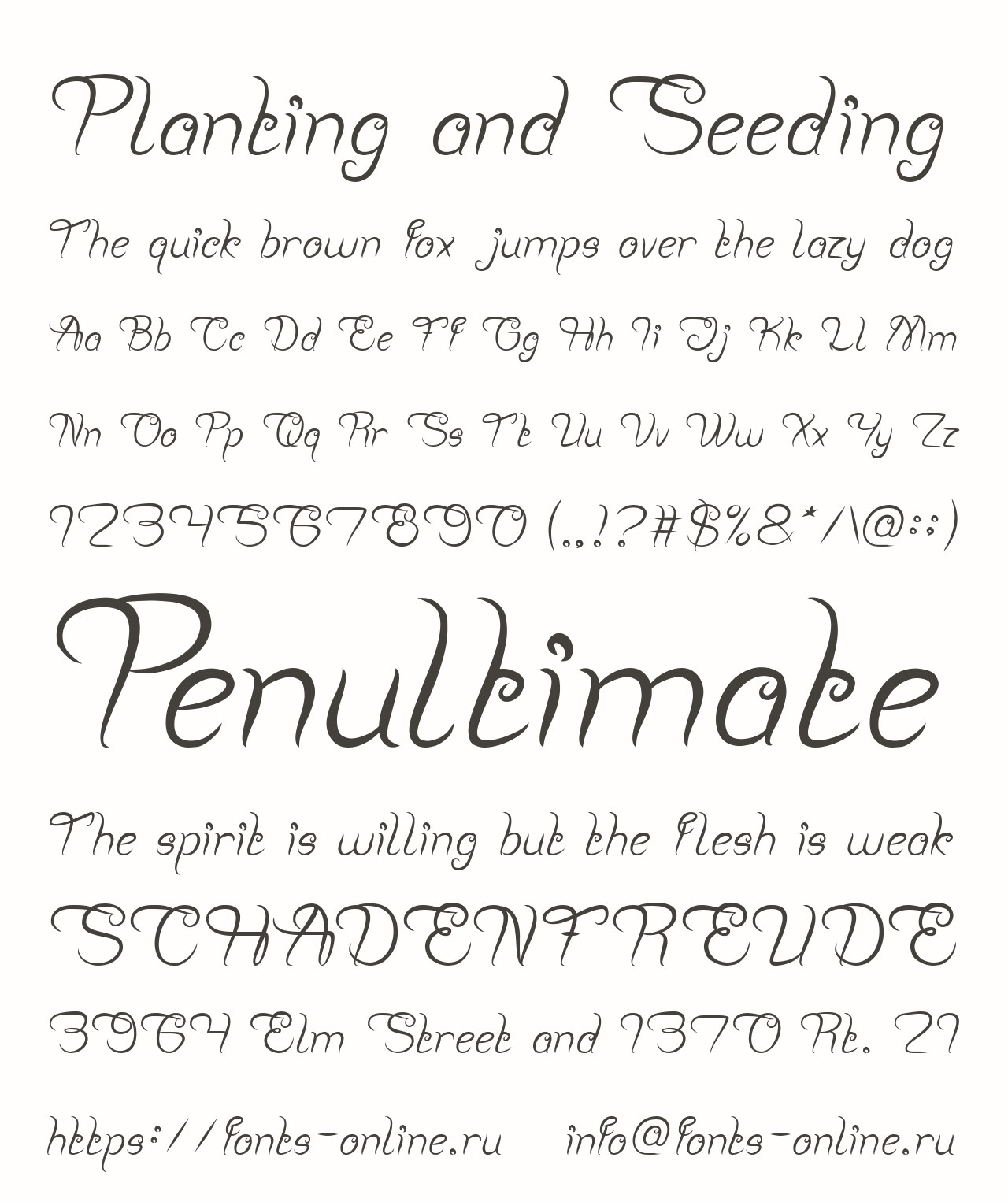 Planting and Seeding font