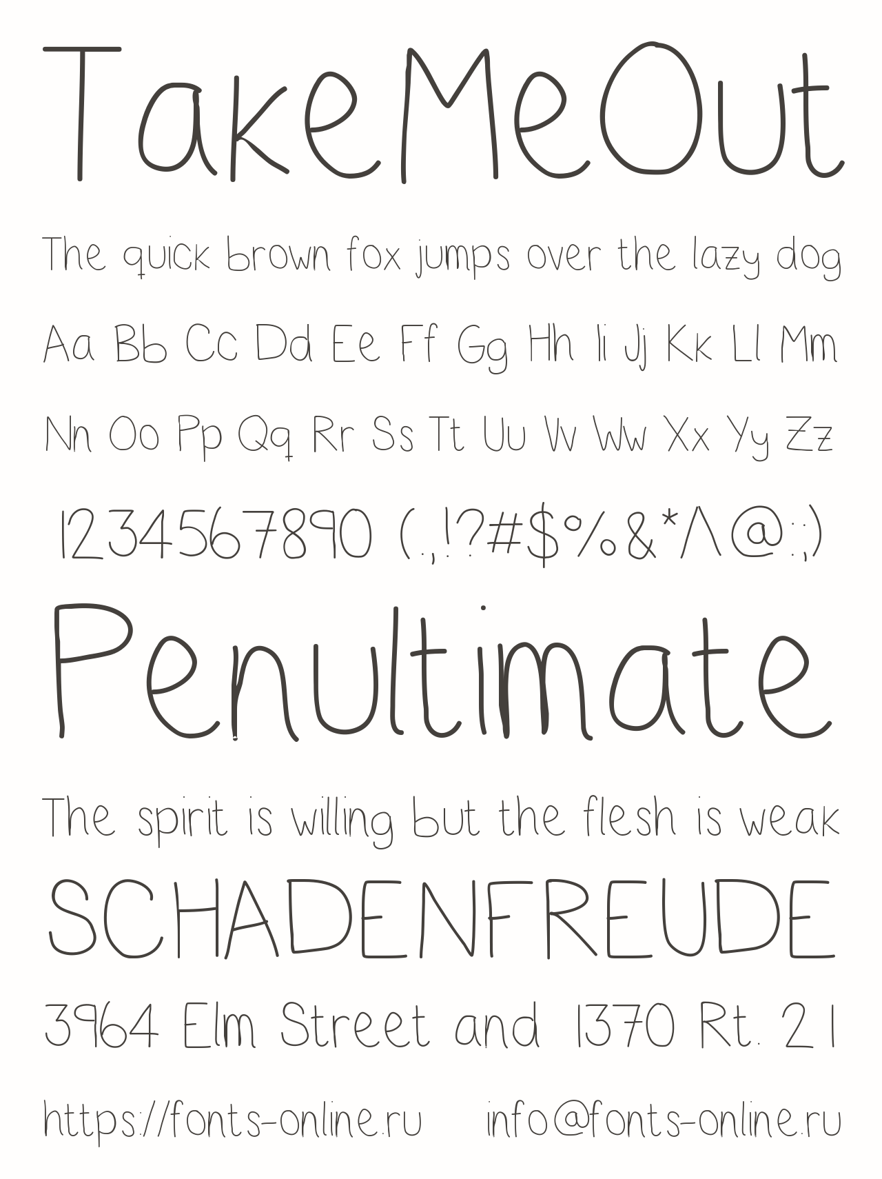 TakeMeOut font